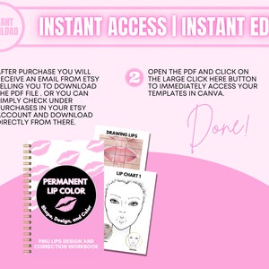 Editable Lip Blush Practice Workbook, Lip Mapping Training, PMU Lip Practice Sheets, Lip ...