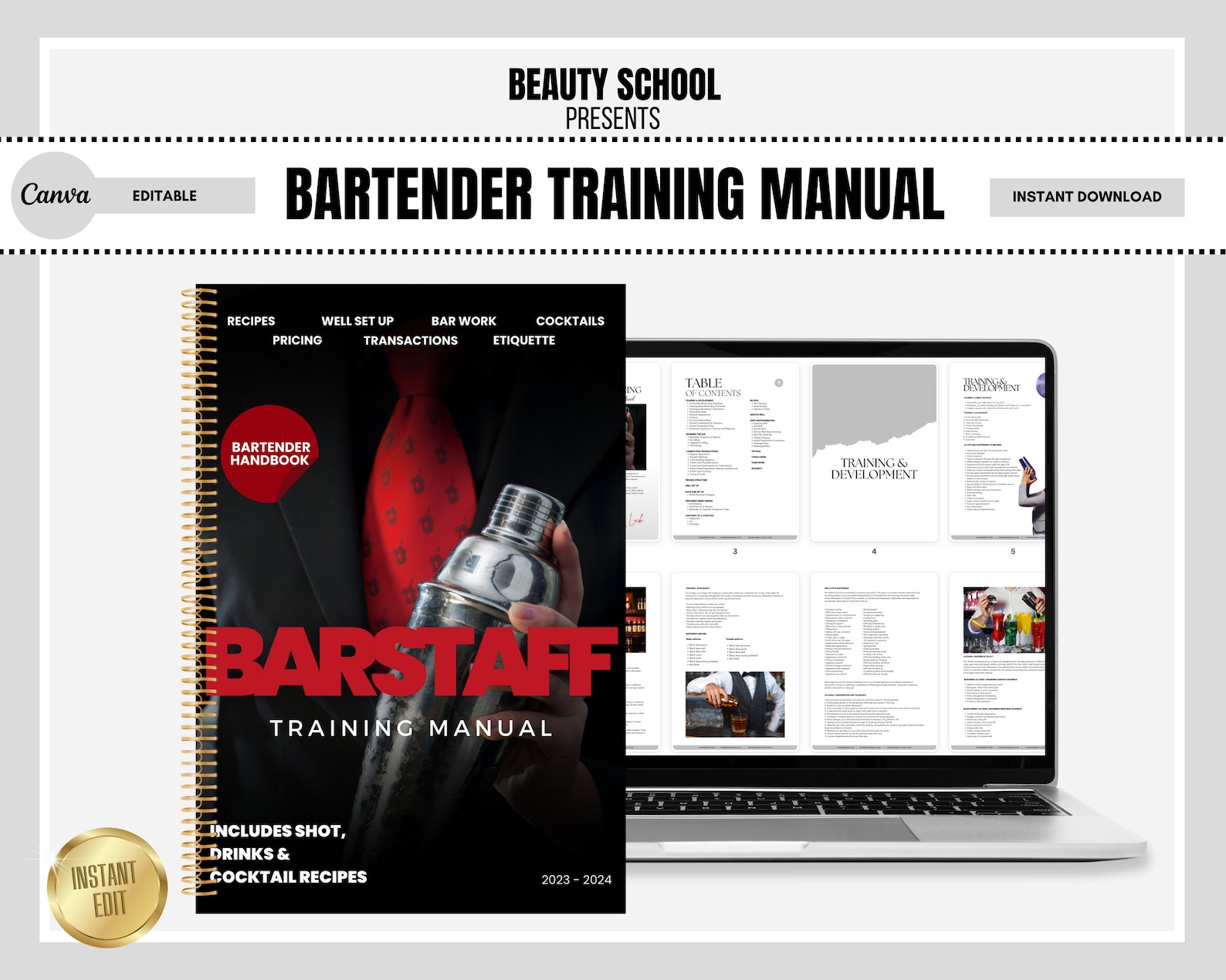 Bartender Training Manual, Bar Staff, Standard Operating Procedures for ...