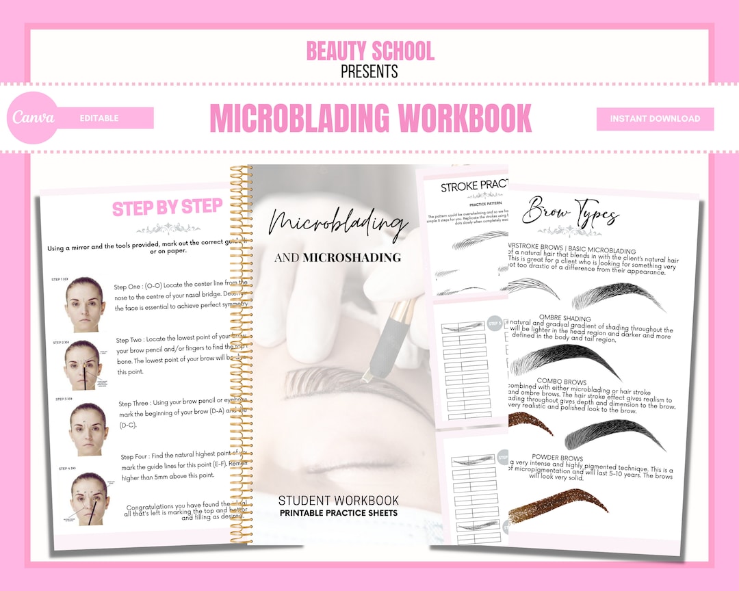Editable Microblading Strokes Practice, Brow Hair, Transition Patterns ...