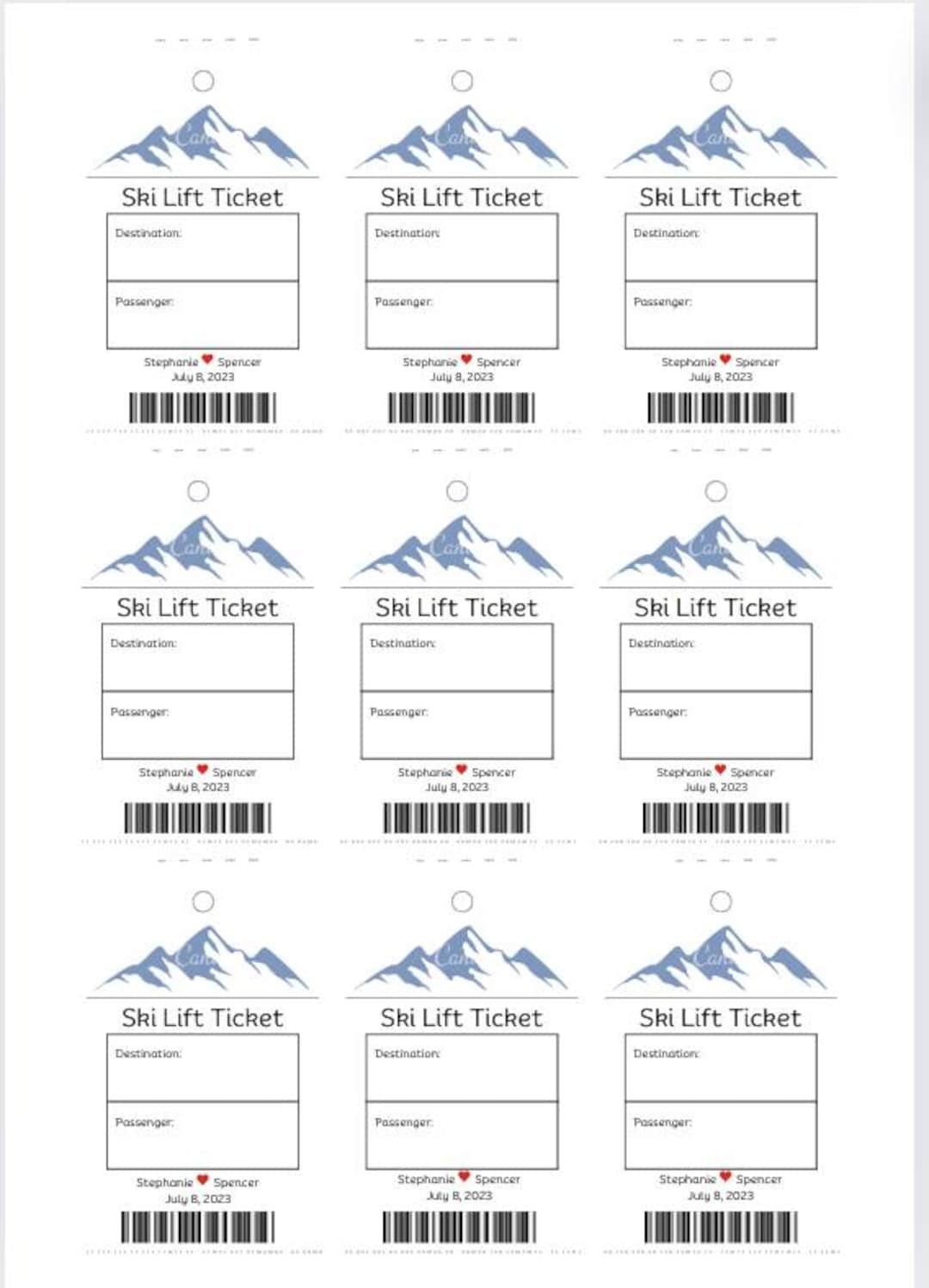 Mountain Ski Name Tags for Wedding Table - Etsy
