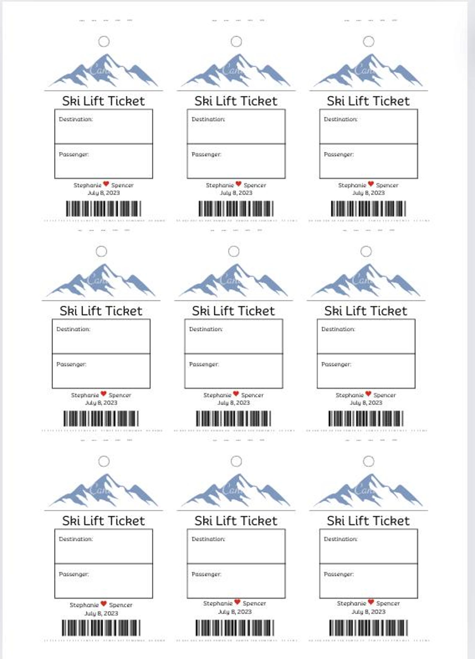 Mountain Ski Name Tags for Wedding Table - Etsy