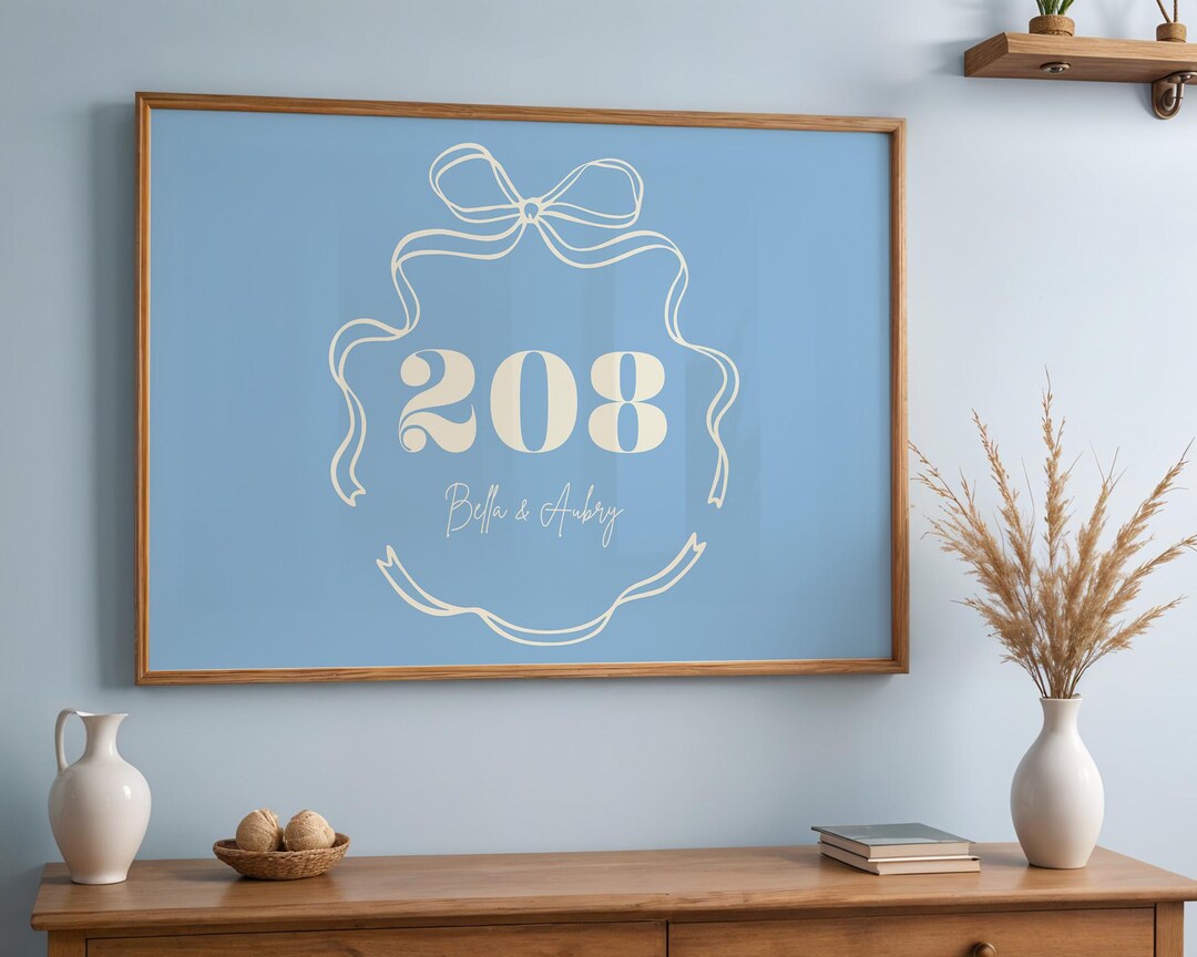 Dorm Number Print, Custom Dorm Sign, Dorm Print, Roommate Decor ...