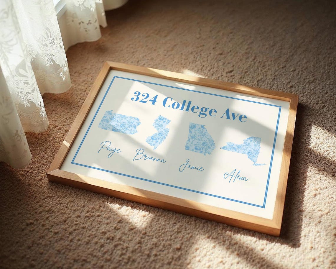 Custom Roommate Sign, Dorm Prints, State Print, Roommate Gift Idea ...