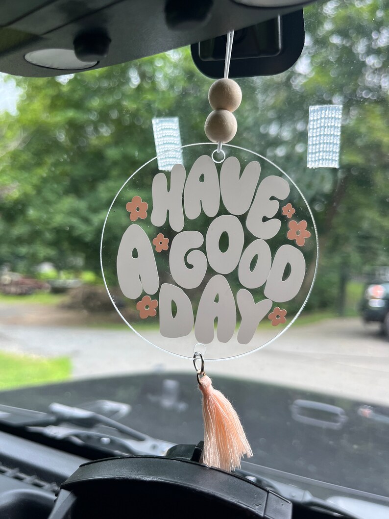 Have A Good Day Car Charm | Groovy Rearview Mirror Hanger | Car ...