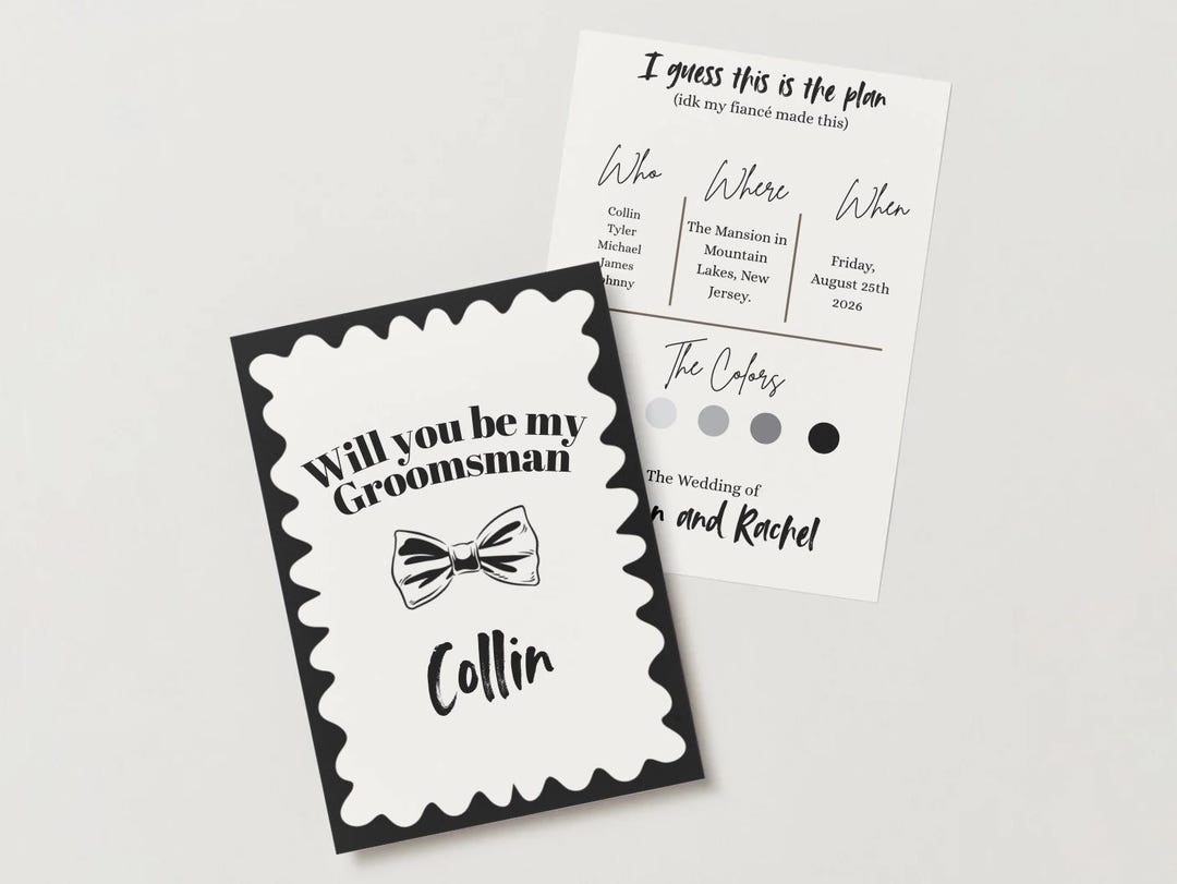 Groomsman Info Card Template, Customizable Groomsmen Proposal, Digital ...