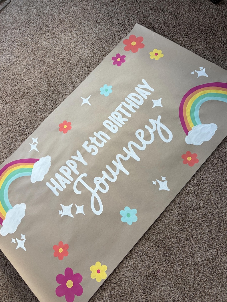 Birthday Banner, Brown Paper Banner, Custom Banner, Birthday Banner for ...