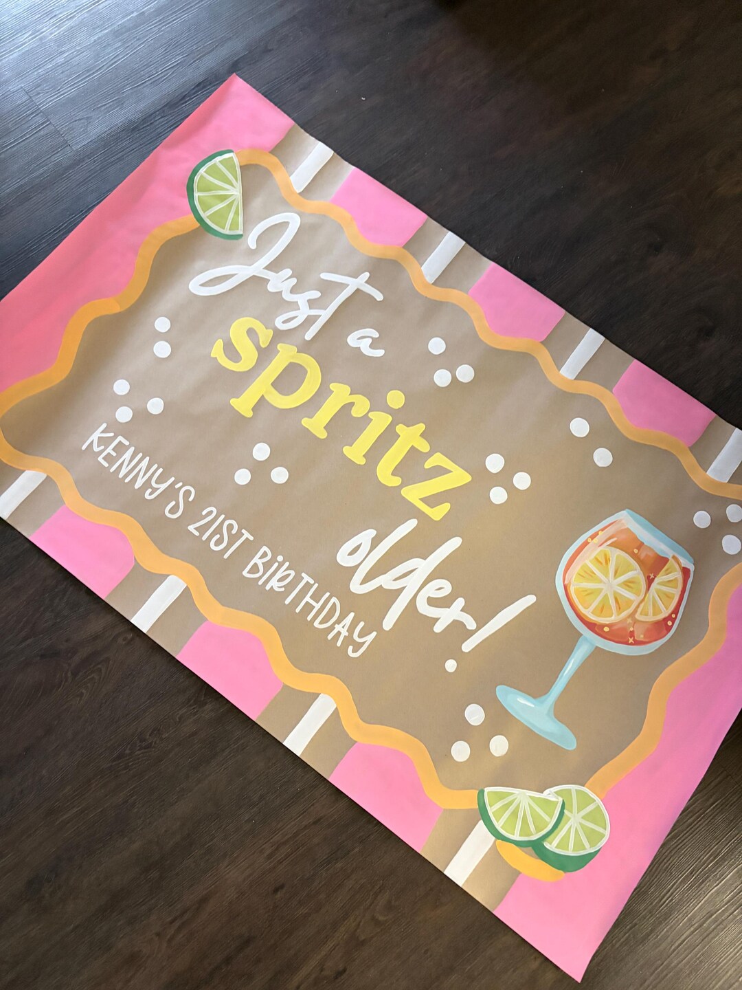 Hand Painted Banner, Brown Paper Banner, Birthday Banner, Bachelorette ...
