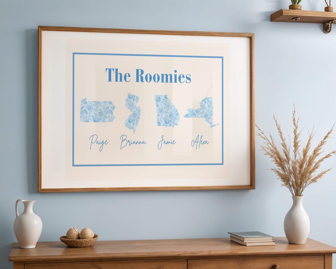 Custom Roommate Sign, Dorm Prints, State Print, Roommate Gift Idea ...