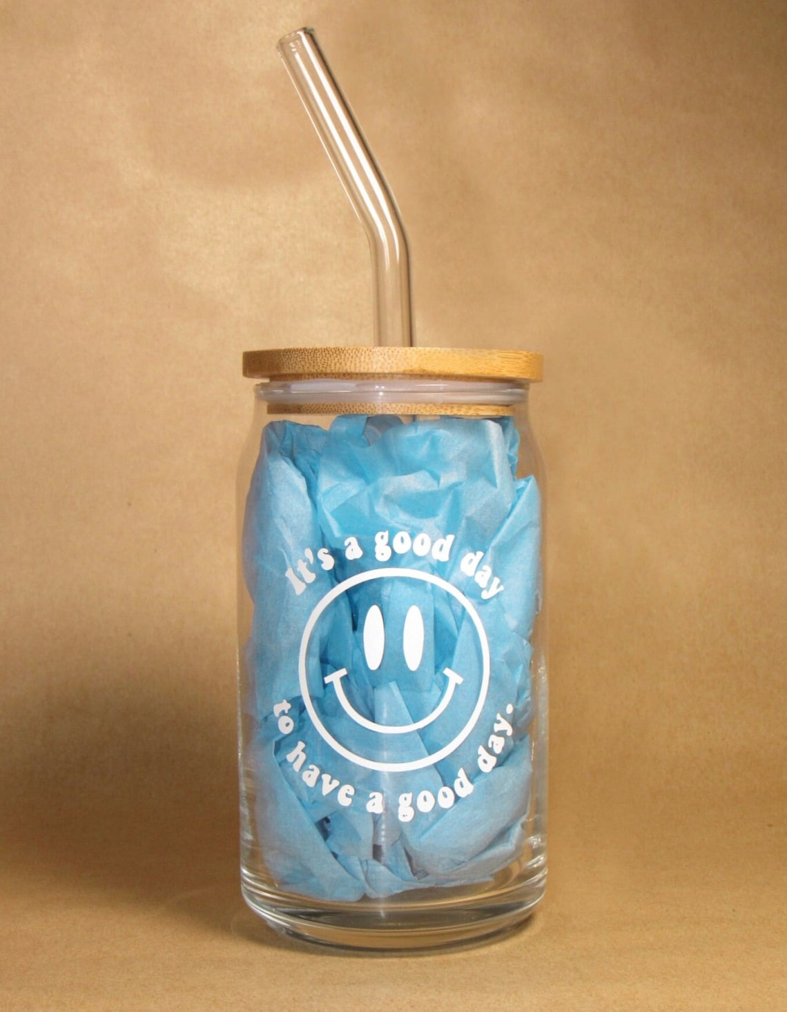 Smiley Face Glass Can Cup, Glass Can, Trendy Glassware, Trendy Cup ...