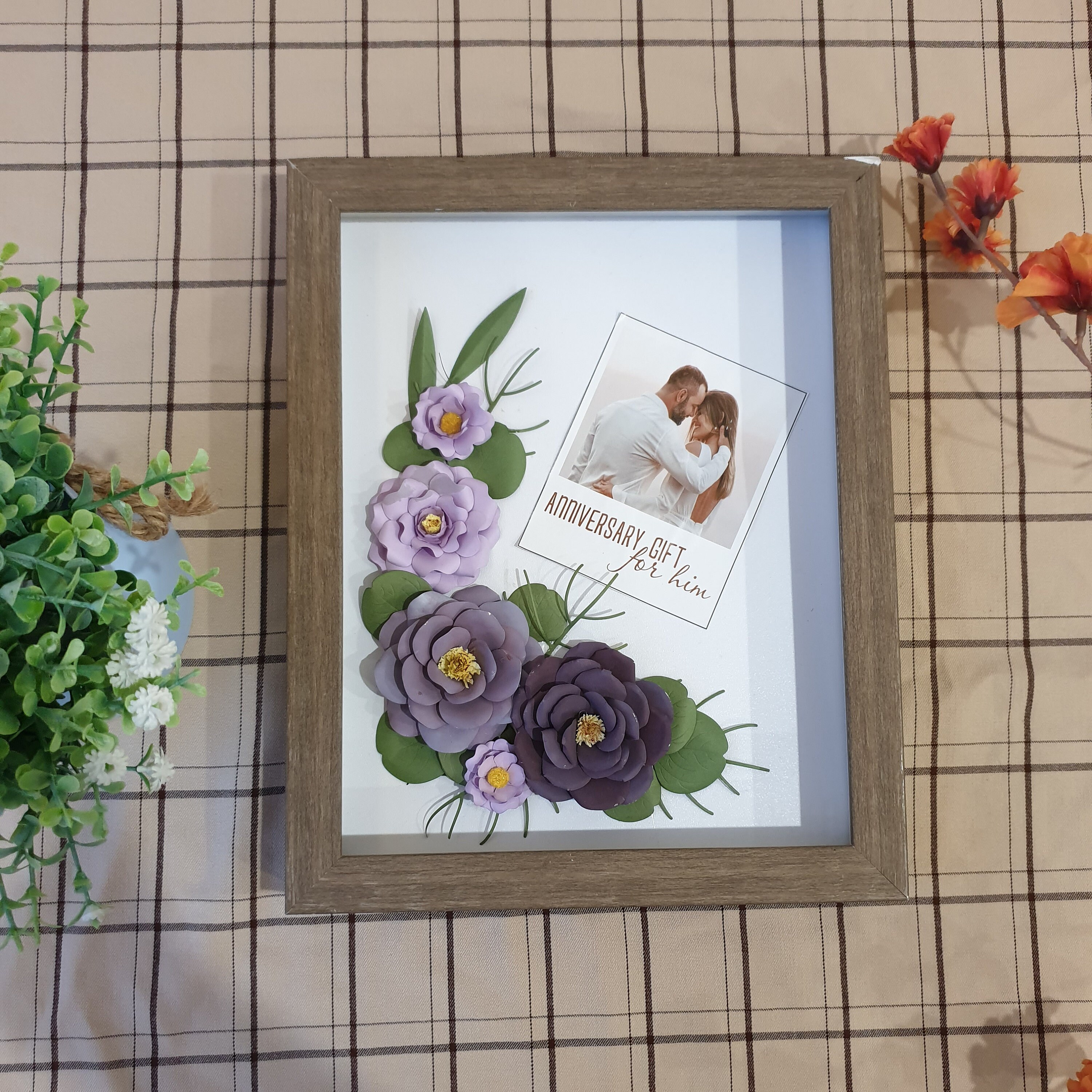 Personalized Paper Flower Frames, Customize Name, Date, Photo ...