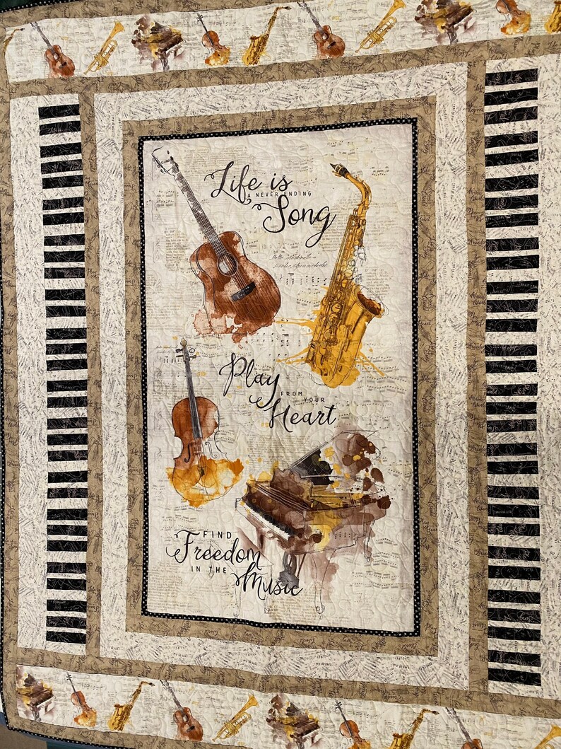 Music Themed Quilt Throw Sized - Etsy