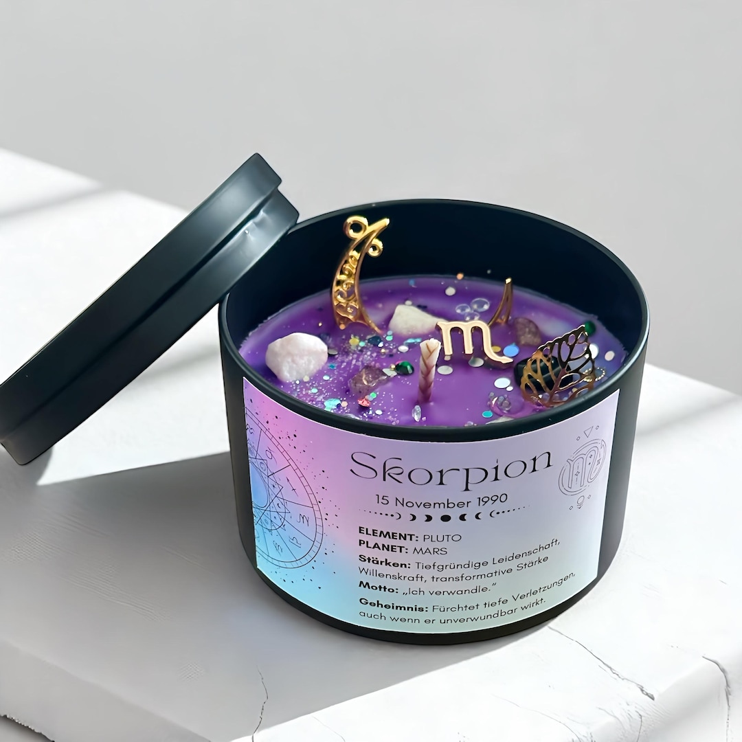 Scorpio Zodiac Sign Candle, Personalized Scented Candle, Birthday ...