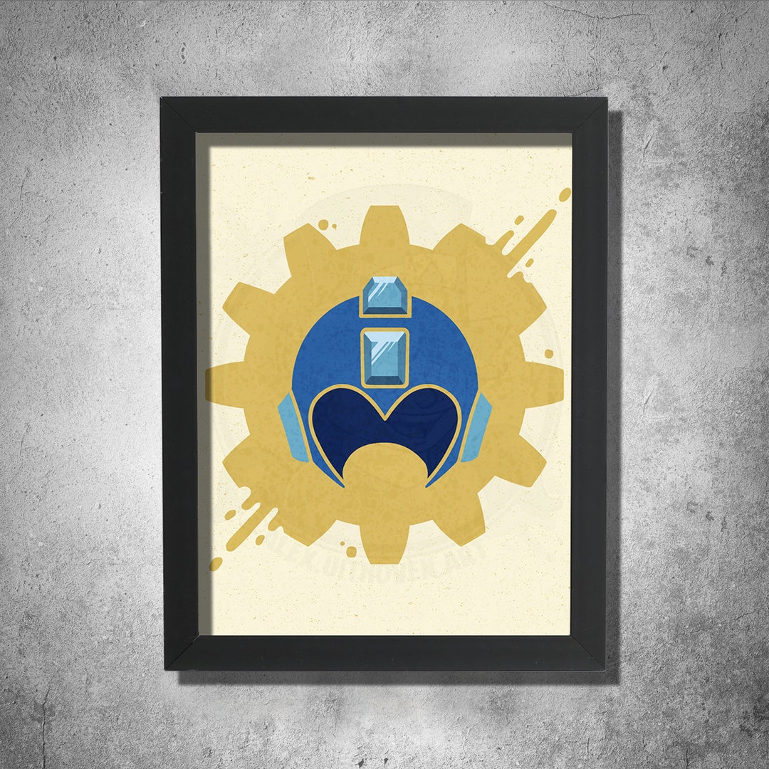 Mega Man Helmet 8x10 Print Mega Man Print Digital Art Print Wall Art ...