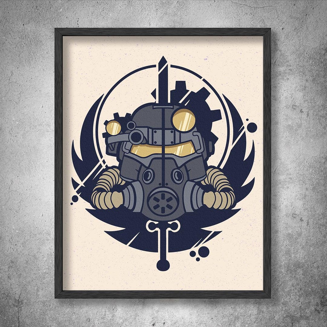 Fallout Power Armor Helmet Print | 8.5x11 | 8x10 | Digital Art Print ...
