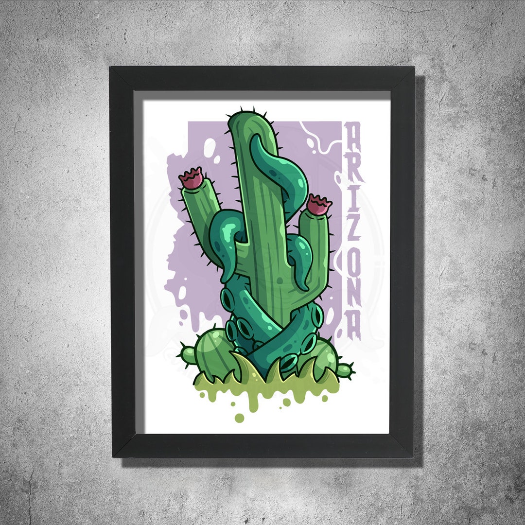 Creepy Cactus 8x10 Print | Cactus Print | Digital Art Print | Wall Art ...