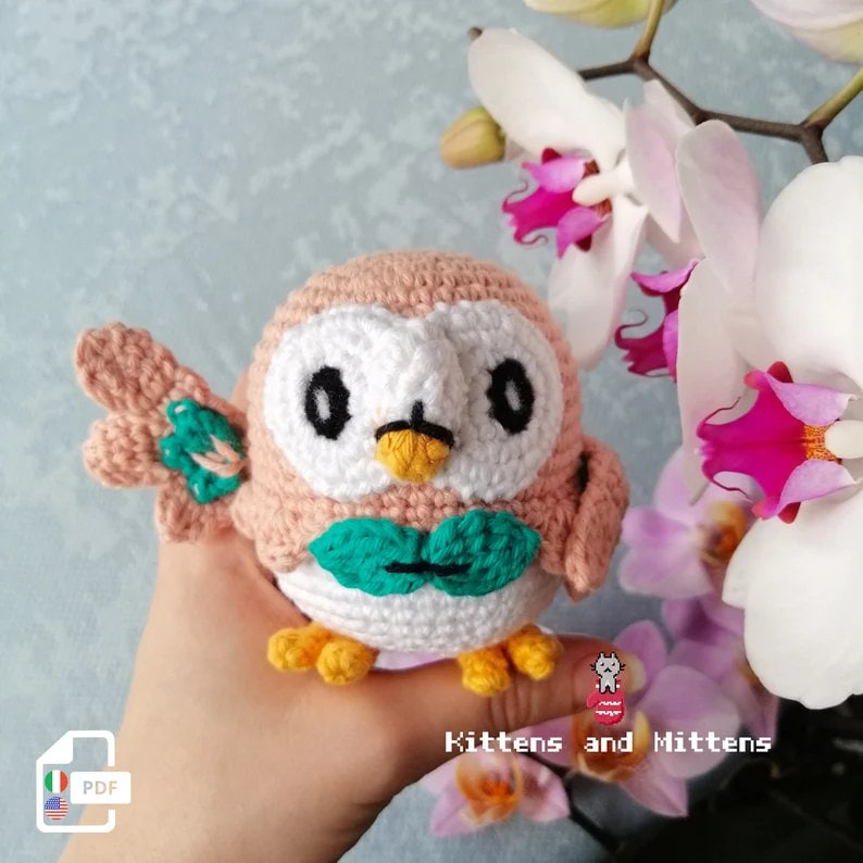 Rowlet Pokemon Crochet Pattern PDF in ENG / ITA - Etsy