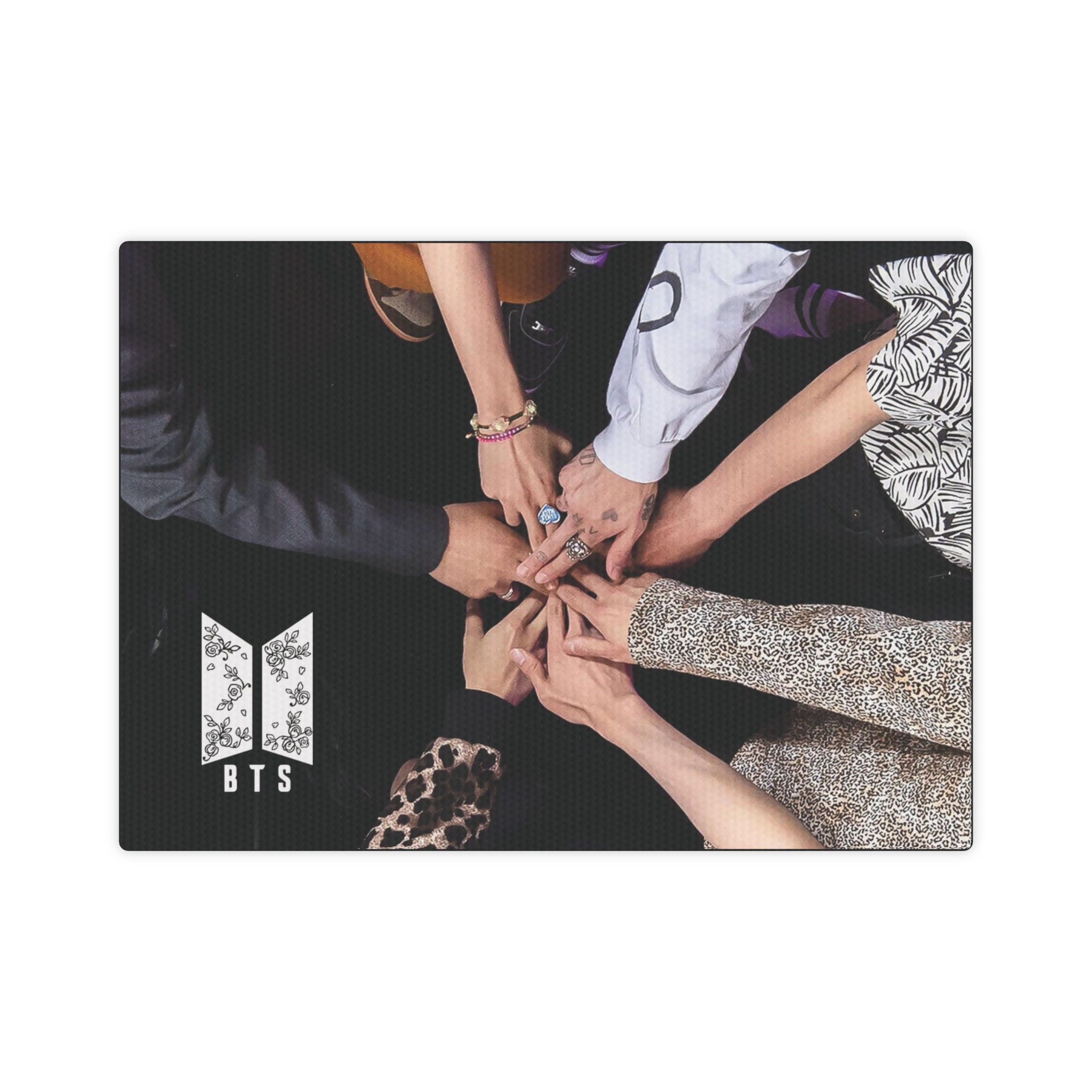 BTS OT7 Hands With Floral Logo Canvas Photo Tile for Wall or Shelf ...