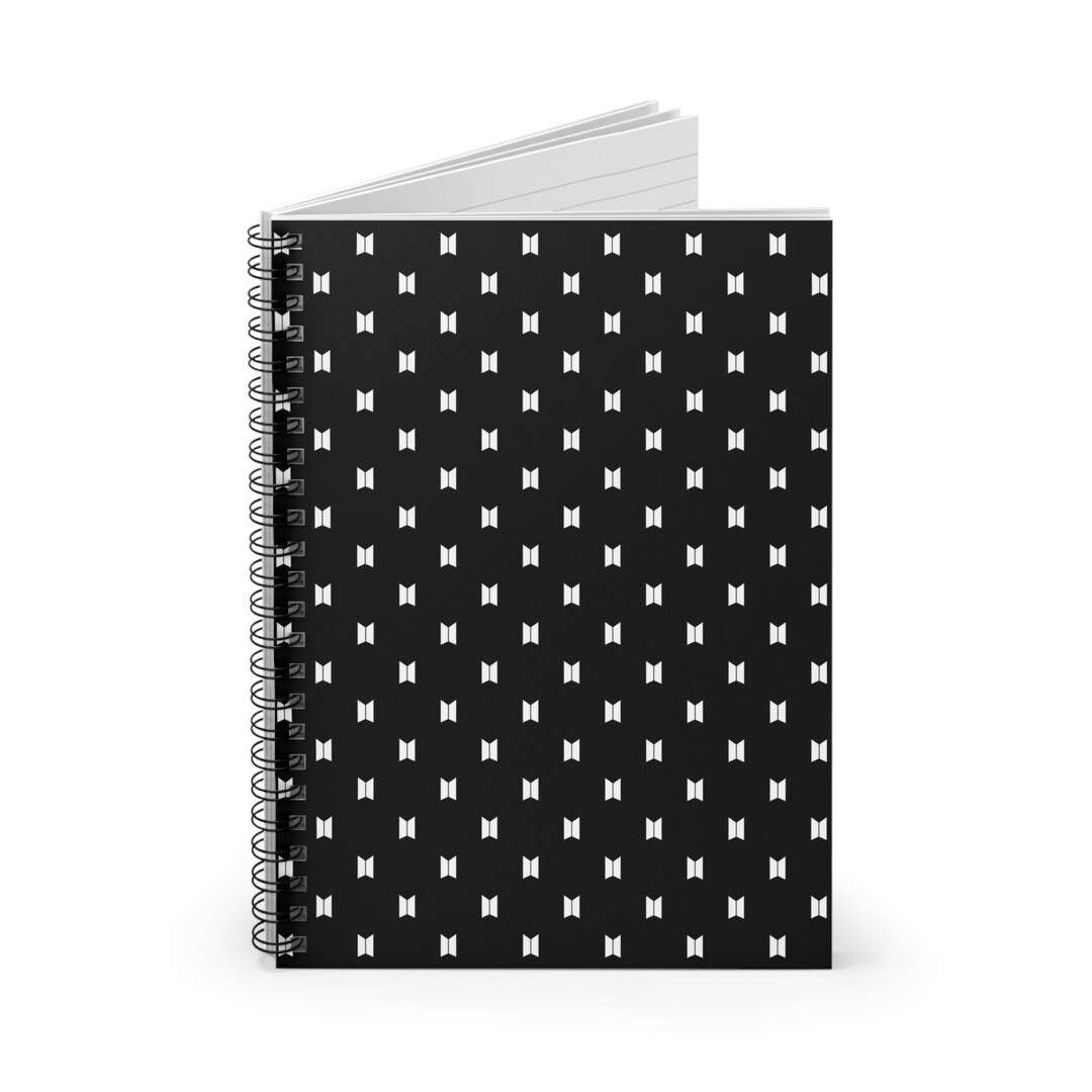 BTS Logo Black & White Aesthetic Cover Spiral Notebook - Ruled Line ...
