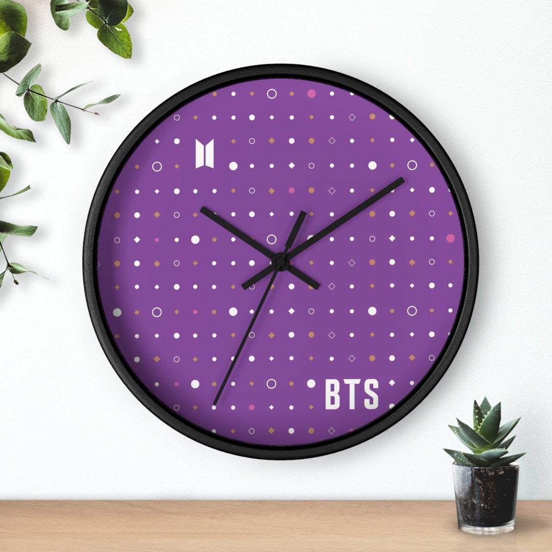 BTS Subtle Art With Logo Round Wall Clock 10 Purple Silent Ticking ...