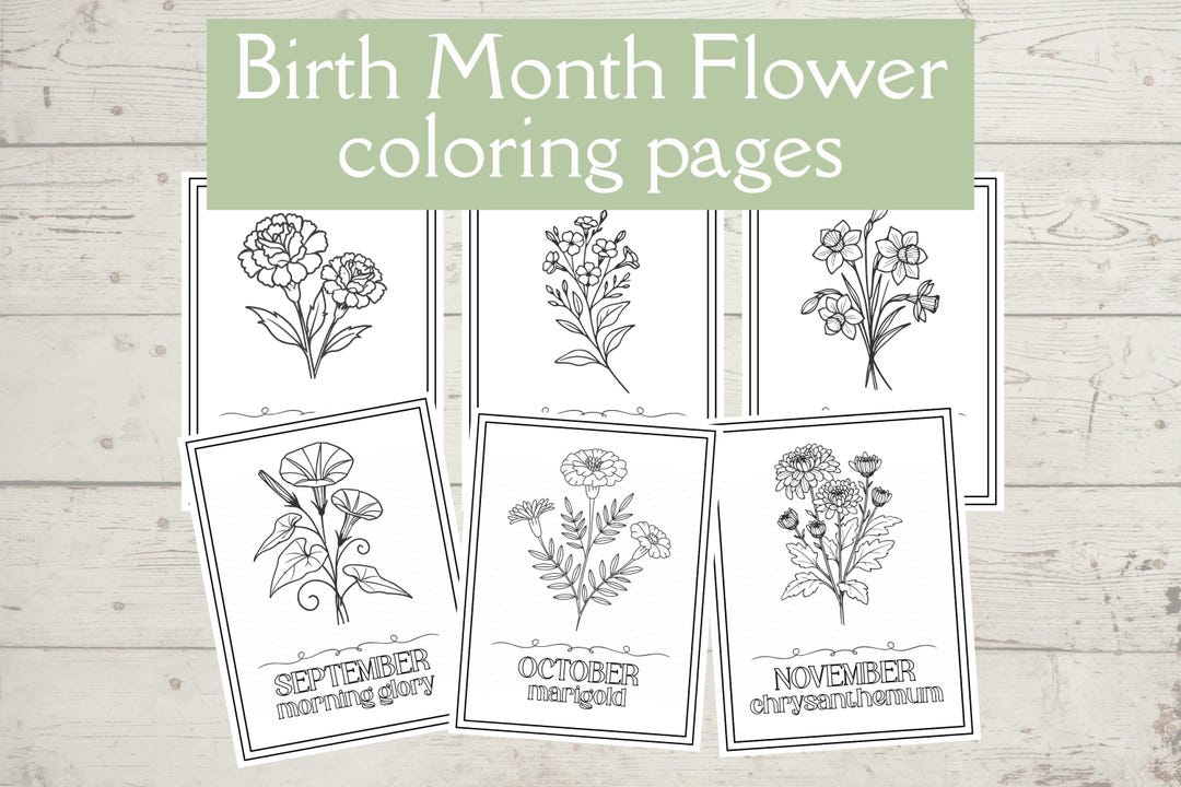 Birth Month Flowers Coloring Pages, Fun Botanical Coloring for Kids and ...