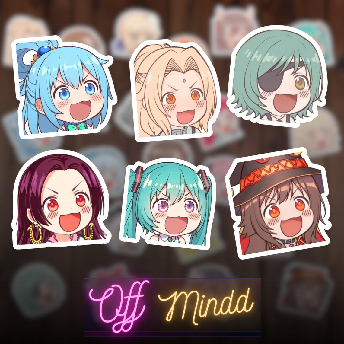 Anime Sticker Pack Hatsune Miku Stickeranime Decal Megumin - Etsy