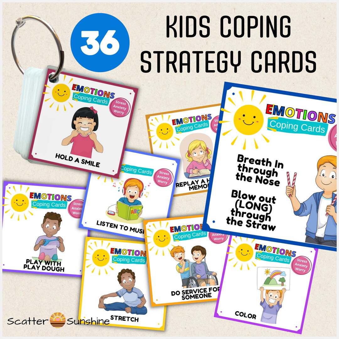 36 Kids Coping Skill Mental Health Action Cards for Mindfulness and ...