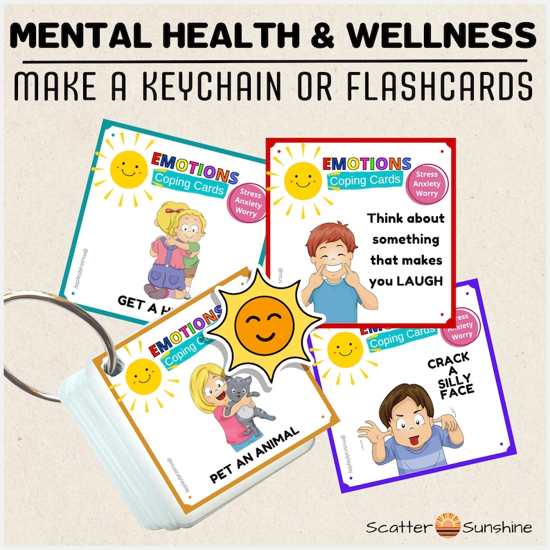 36 Kids Coping Skill Mental Health Action Cards for Mindfulness and ...