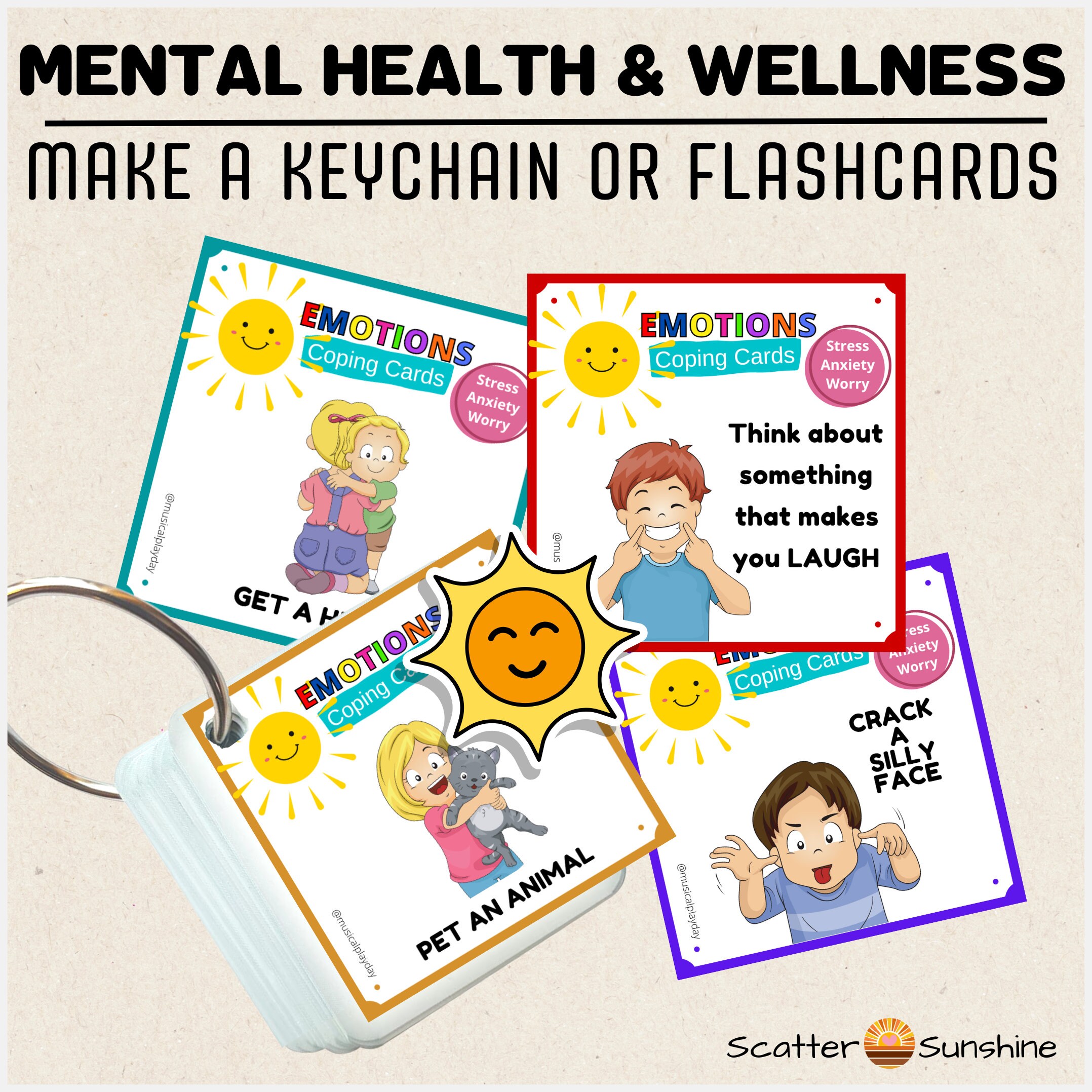 36 Kids Coping Skill Mental Health Action Cards for Mindfulness and ...