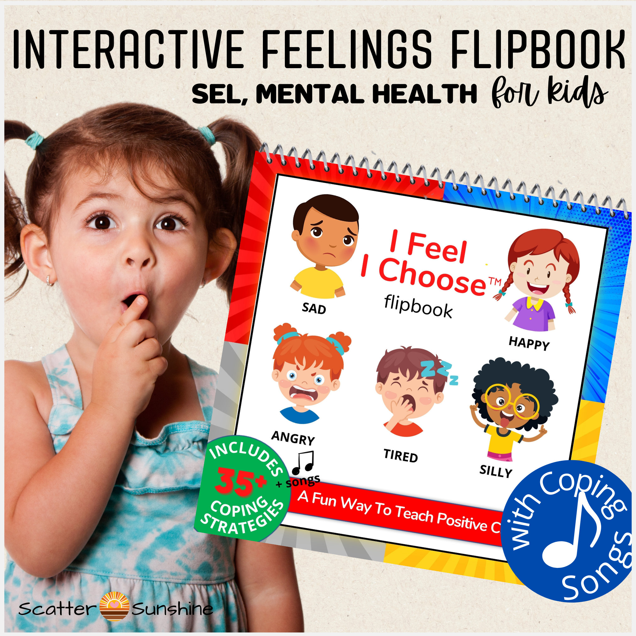 Feelings Flipbook. Kids Interactive Coping Strategies Flipbook - SEL ...