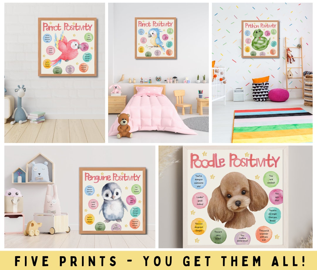 Positivity Animals Kids Wall Art, Nursery Wall Art, Printable Art, Home ...