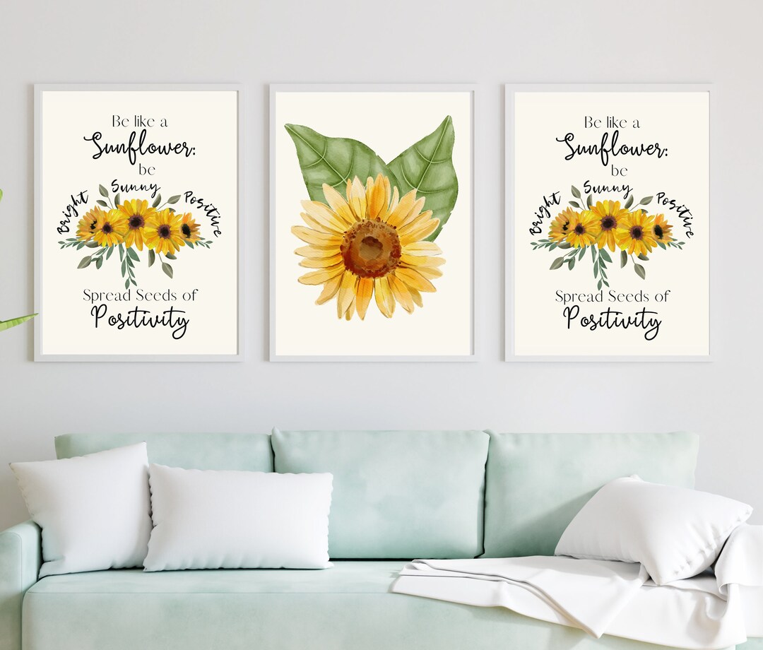 Wall Art Home Decor, Inspirational Sunflower Motivational Positive ...