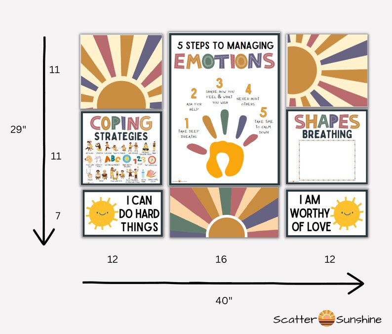 Kids Calming Corner Wall Art Classroom Sun Calm Down Printable Decor ...