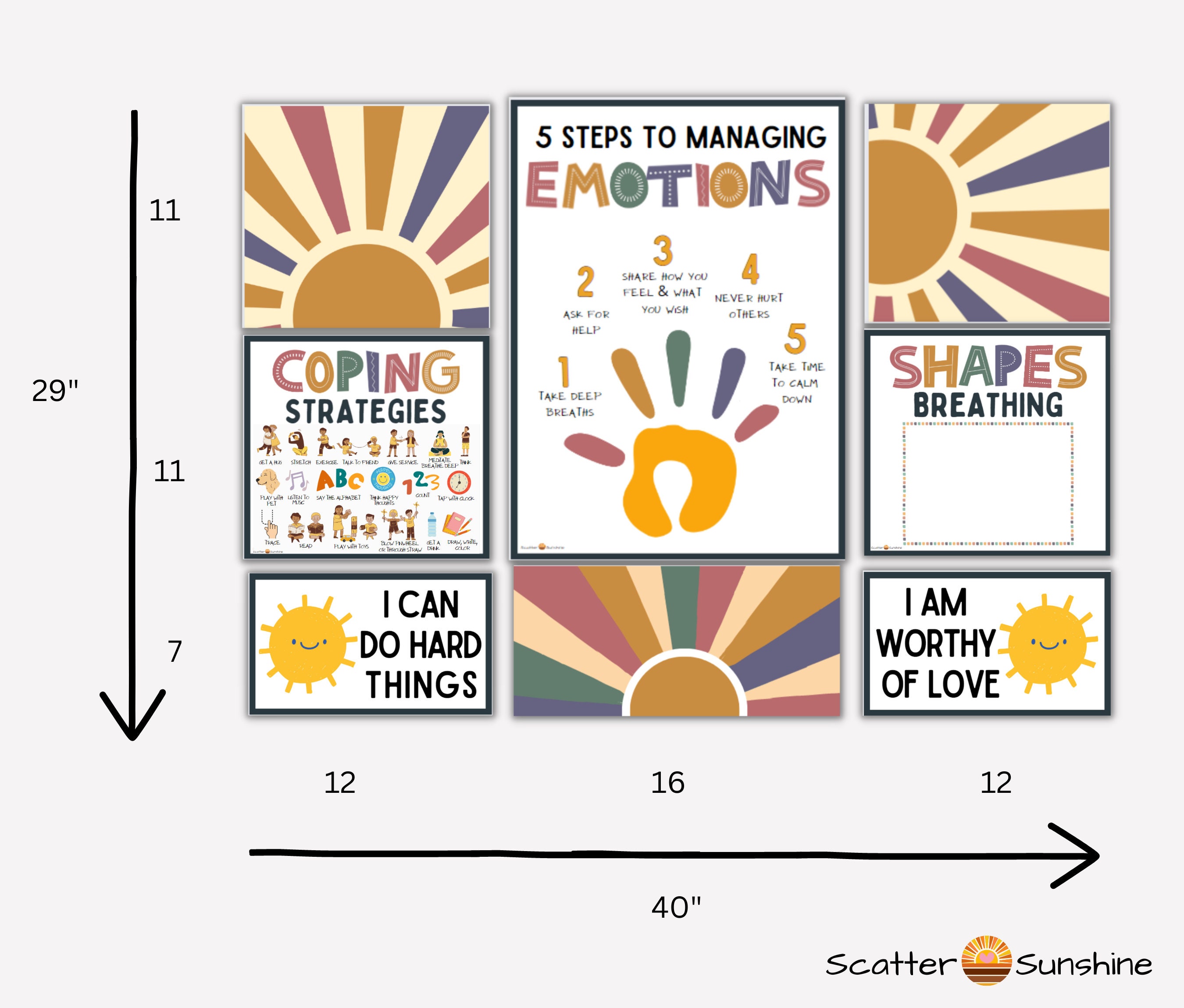 Kids Calming Corner Wall Art Classroom Sun Calm Down Printable Decor ...