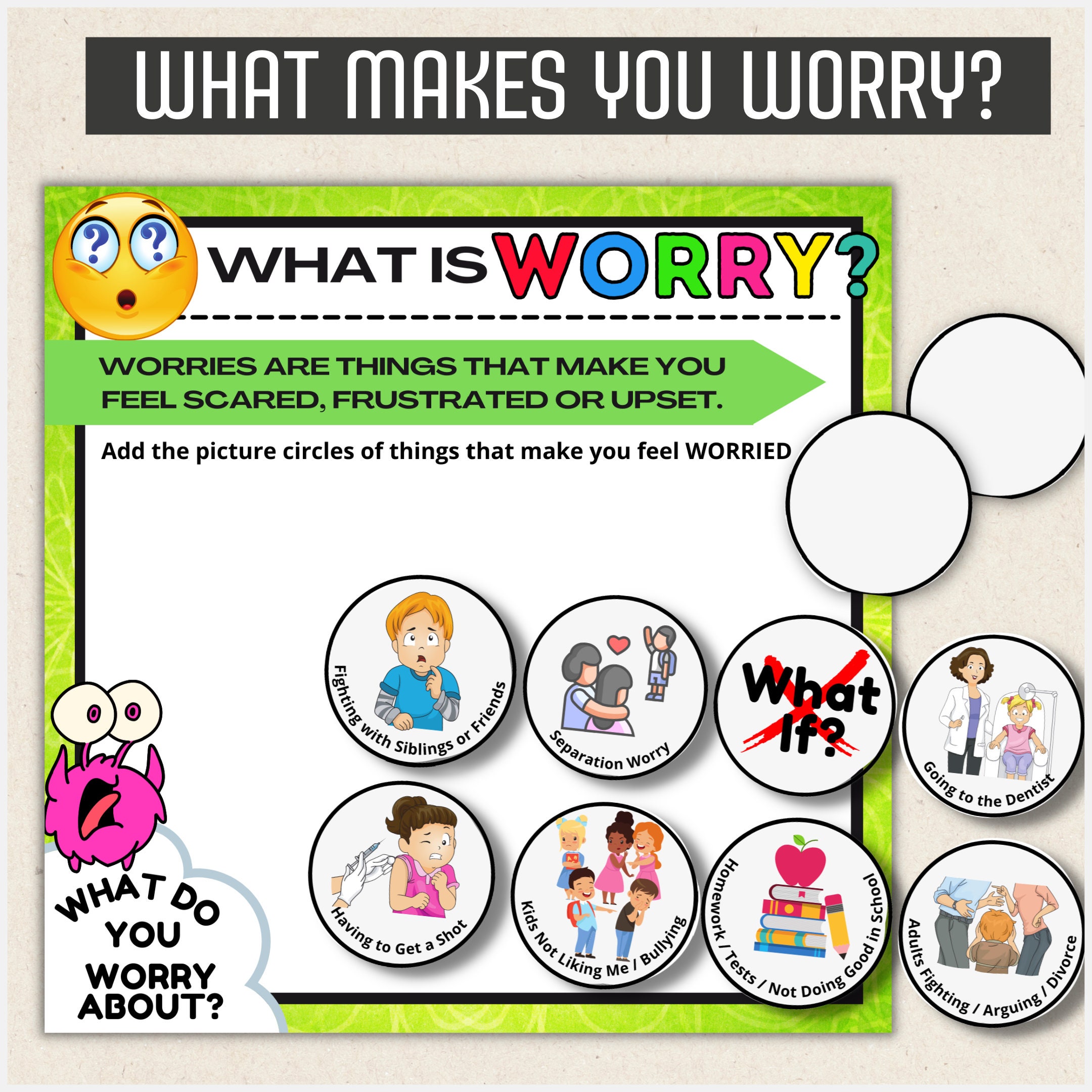 Worry Monster Kids Interactive Flipbook & Worries Anxiety Coping ...