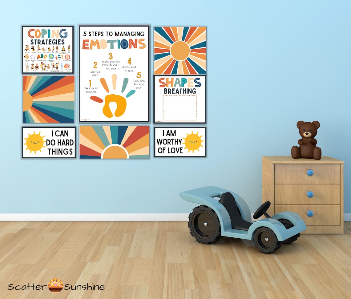 Kids Calming Corner Wall Art Classroom Boho Calm Down Printable Decor ...