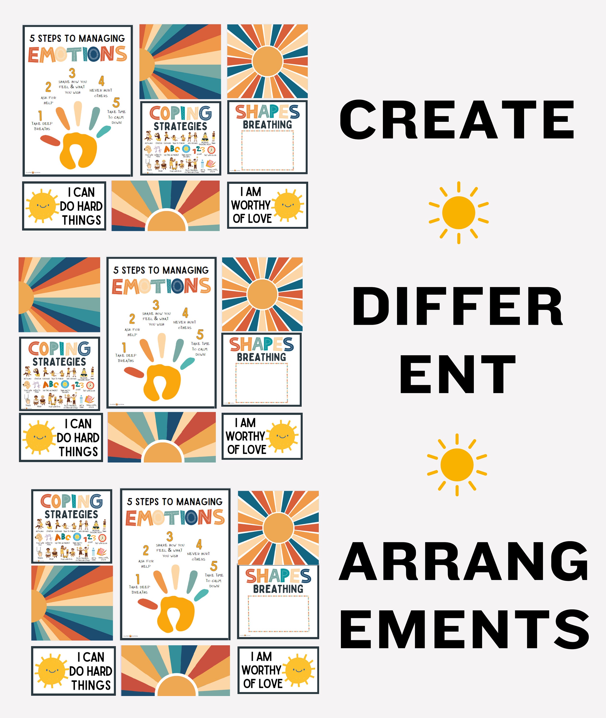 Kids Calming Corner Wall Art Classroom Boho Calm Down Printable Decor ...