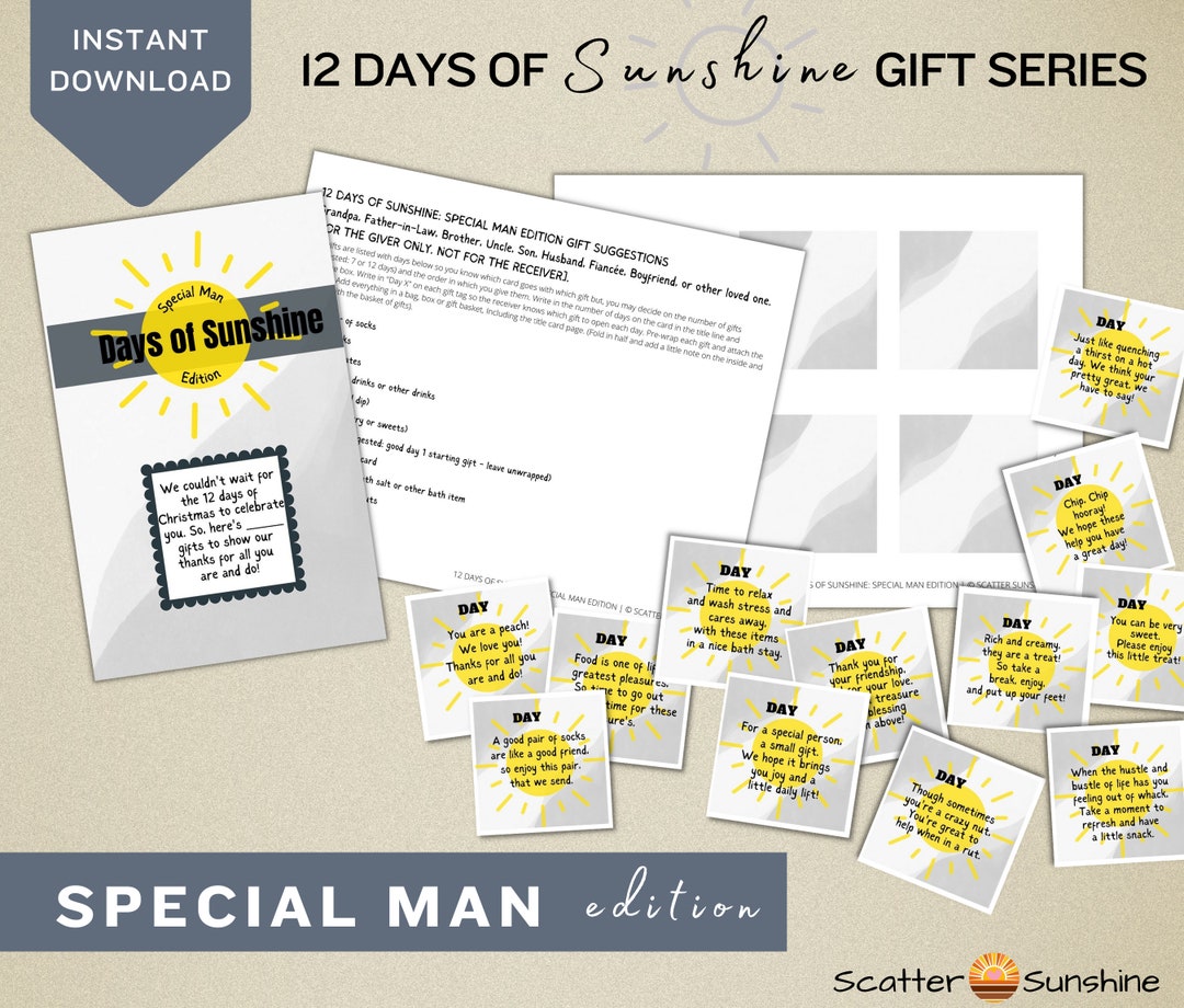 FOR HIM 12 Days of Gift - Gift Tags Card - Unique Gifts for Men ...