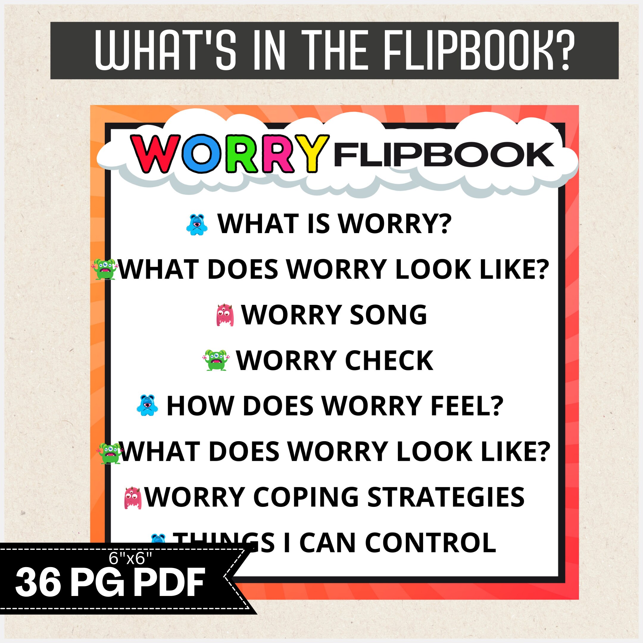 Worry Monster Kids Interactive Flipbook & Worries Anxiety Coping ...