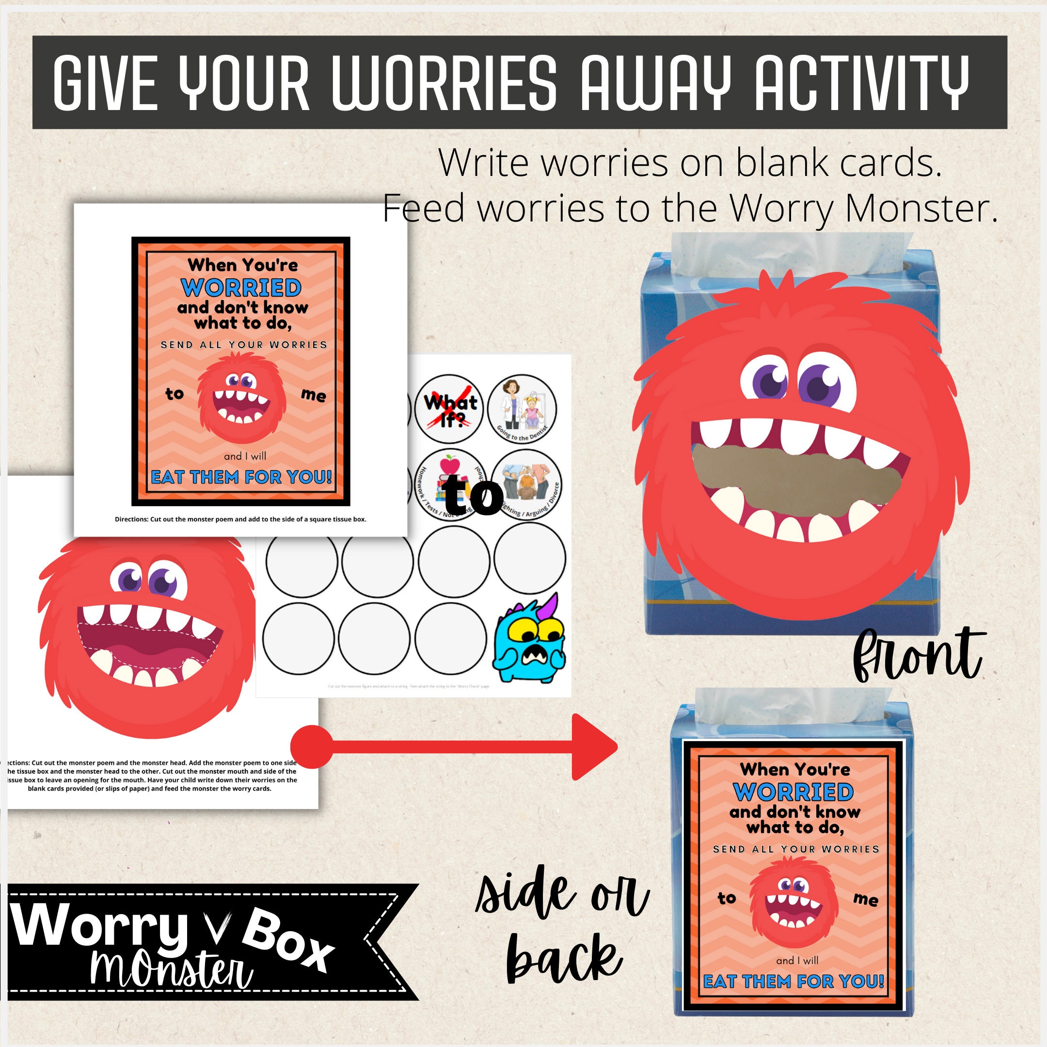Worry Monster Kids Interactive Flipbook & Worries Anxiety Coping ...
