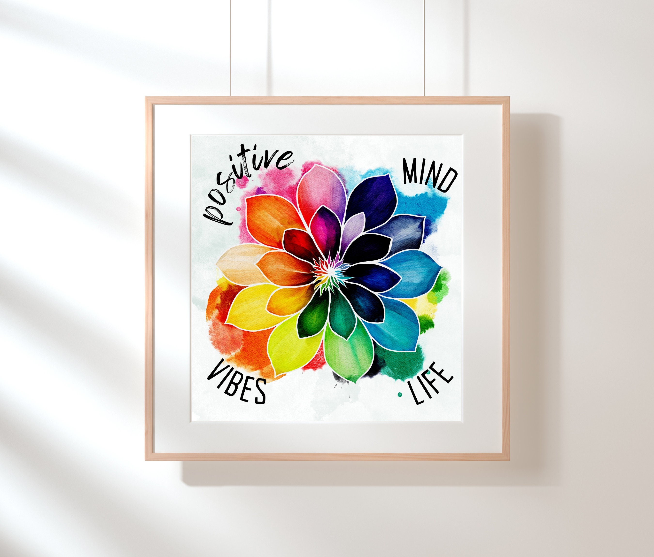 Positive Vibes Mind Life Motivational Positive Affirmation Wall Art ...