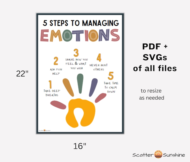 Kids Calming Corner Wall Art Classroom Sun Calm Down Printable Decor ...