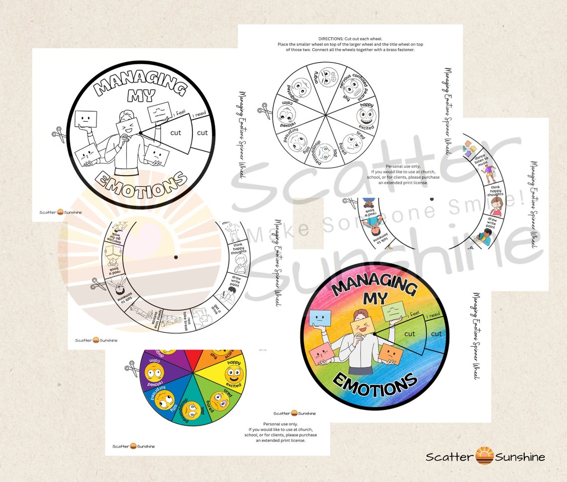 Managing Feelings Emotions Spinner Wheel Craft - Kids Calming Corner ...