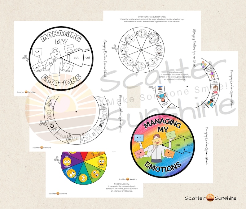 Managing Feelings Emotions Spinner Wheel Craft - Kids Calming Corner ...