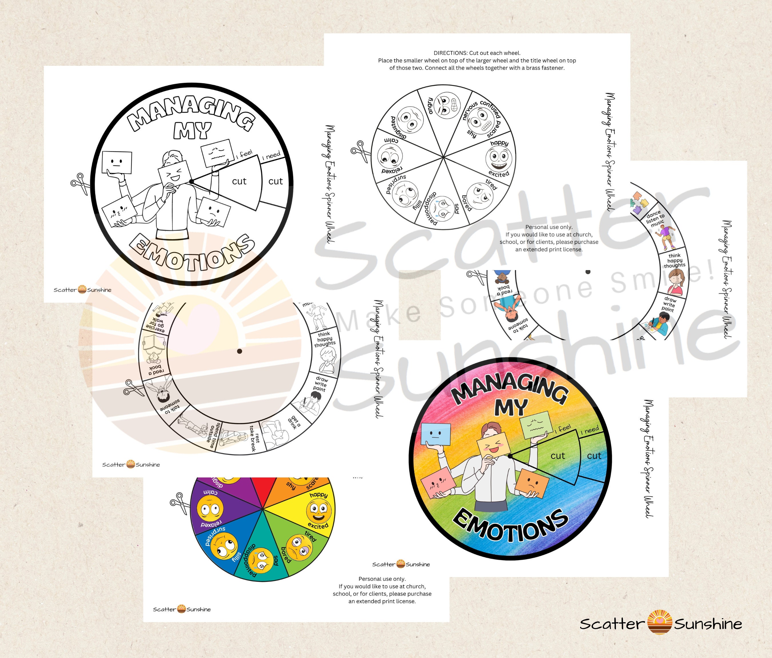 Managing Feelings Emotions Spinner Wheel Craft - Kids Calming Corner ...
