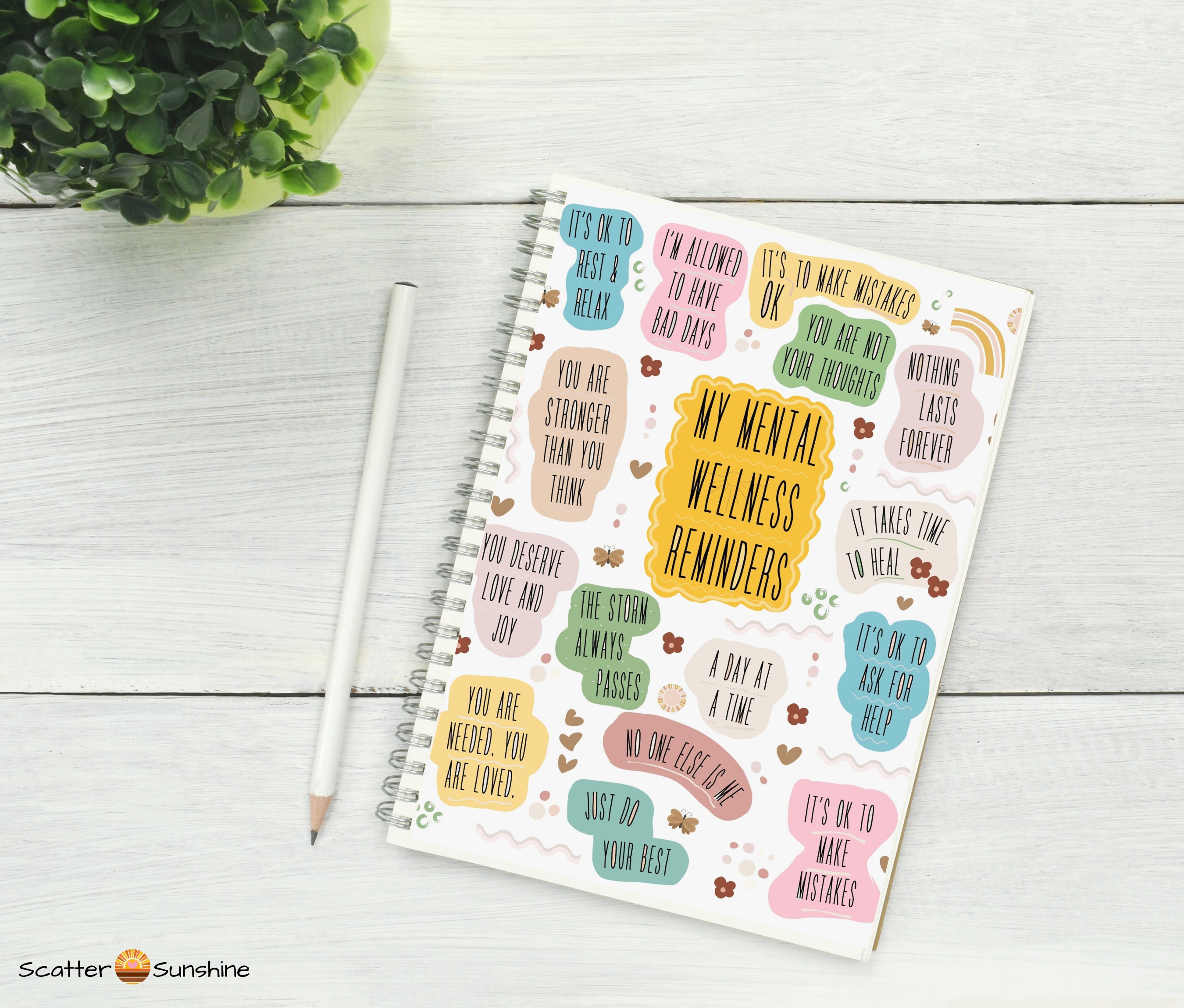 Wellness Reminders Positive Affirmations Mindset Notebook Journal ...