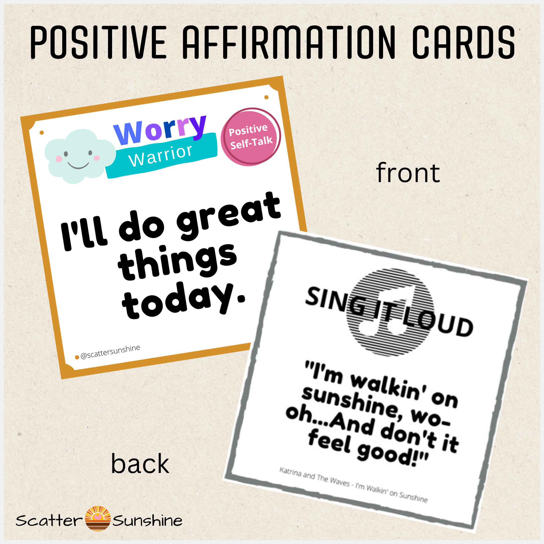 Positive Affirmation Quote and Song 1-liners CARDS Mental Health ...