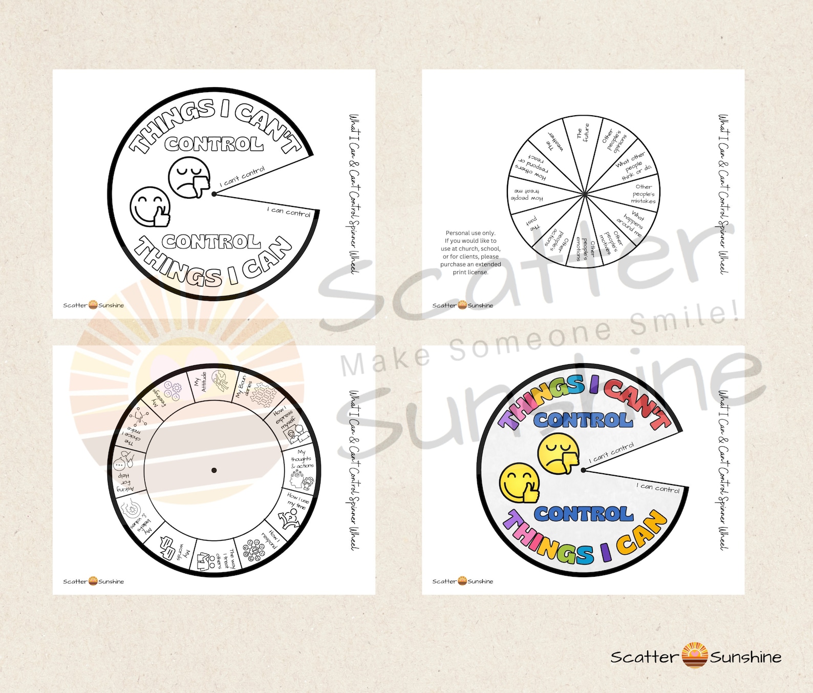 Things I Can Control Spinner Craft, What I Can & Can't Control, Kids ...