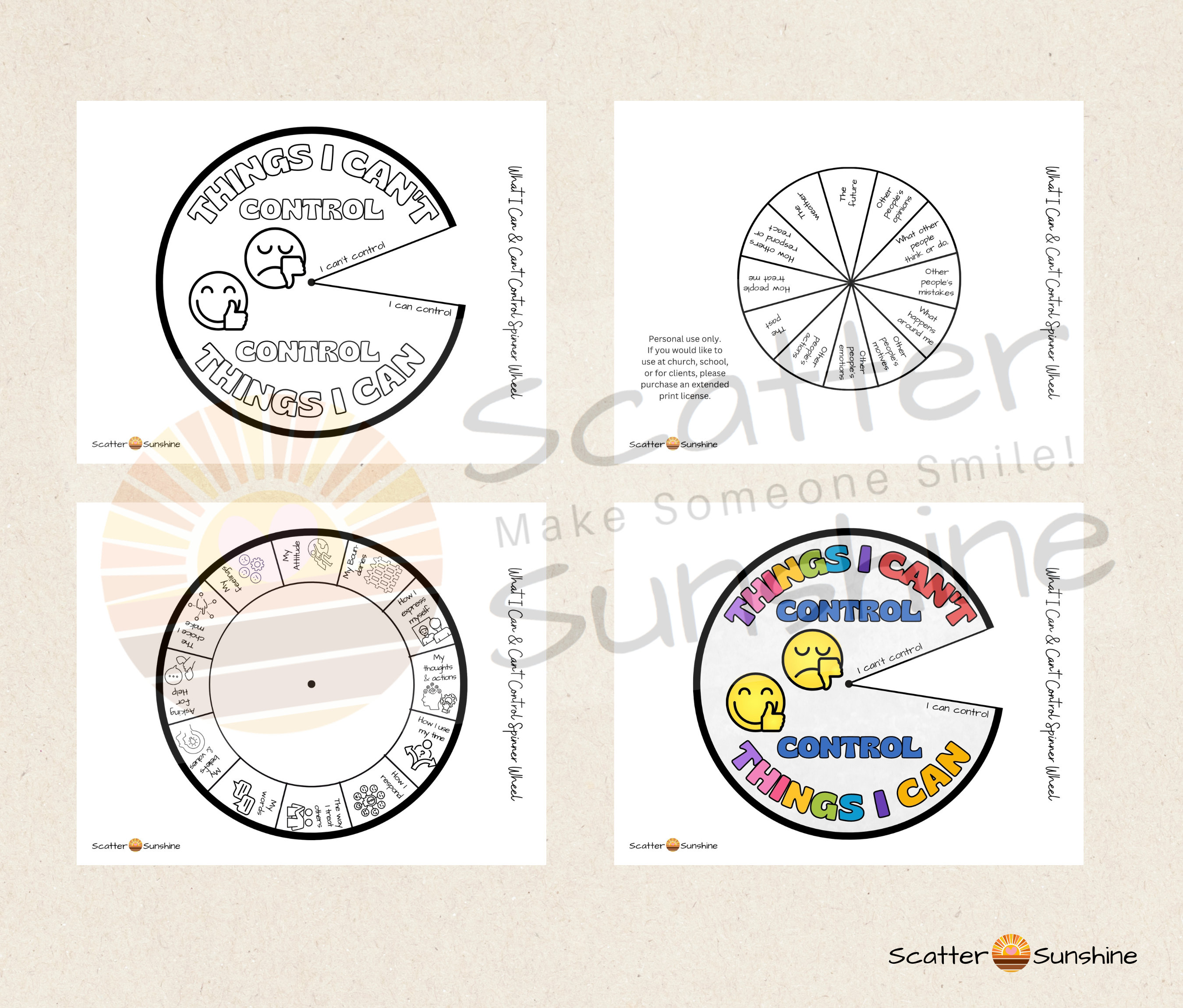 Things I Can Control Spinner Craft, What I Can & Can't Control, Kids ...