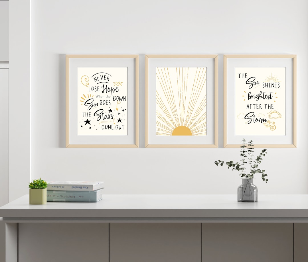 Inspirational Sun Quotes Poster Set, Motivational Positive Affirmation ...