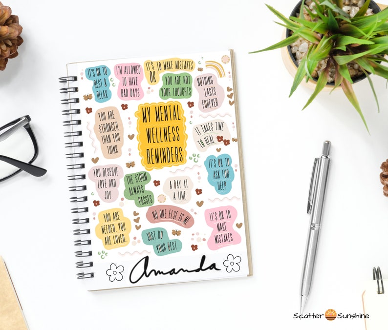 Wellness Reminders Positive Affirmations Mindset Notebook Journal ...
